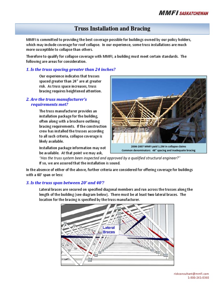 Truss Installation and Bracing Guidelines | PDF | Truss | Building ...