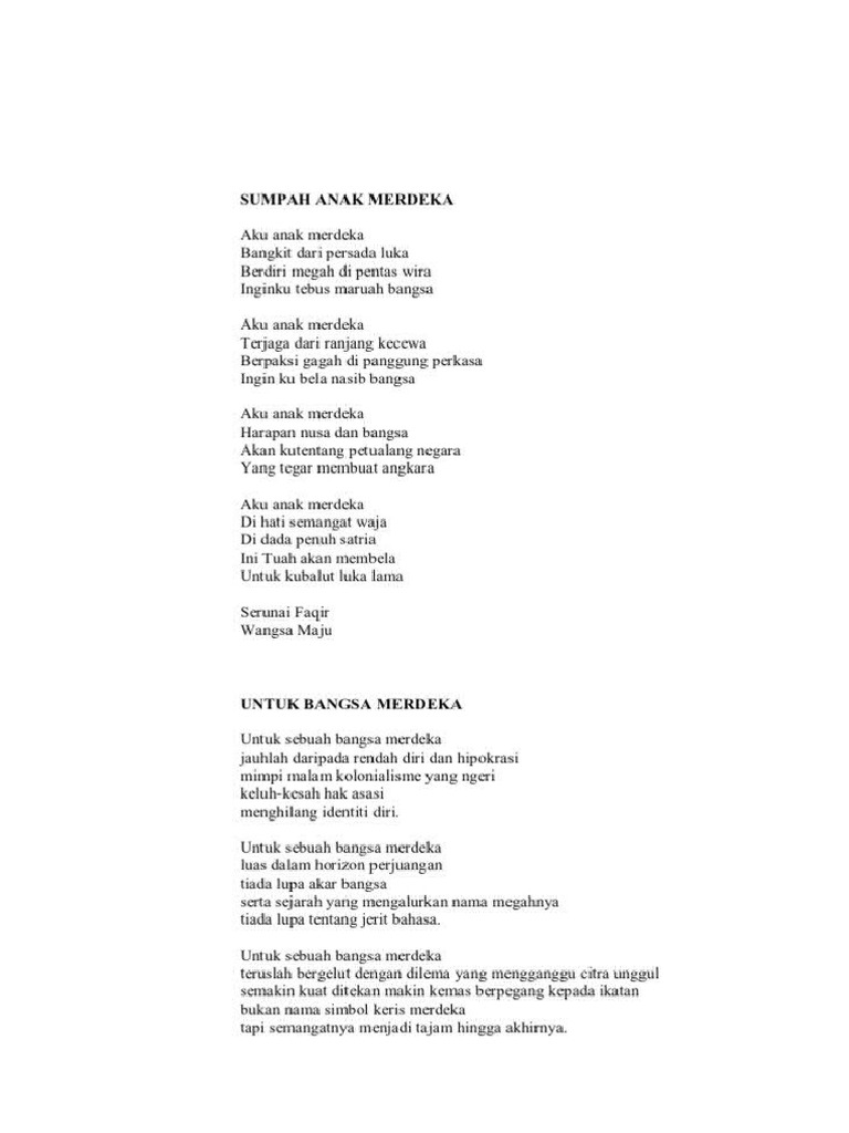 Sajak Merdeka | PDF