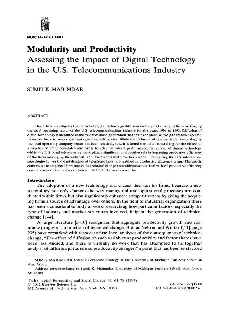 1997 Majumdar - Modularity and Productivity, Impact of Digital ...