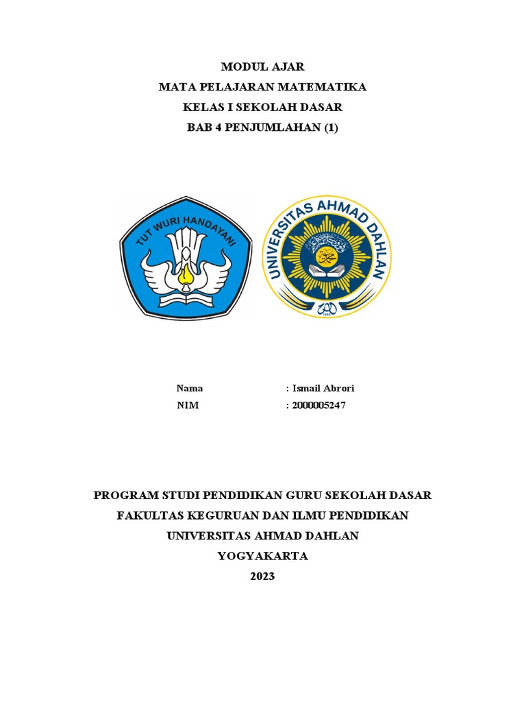 MODUL AJAR MTK KLS 1 Penjumlahan | PDF