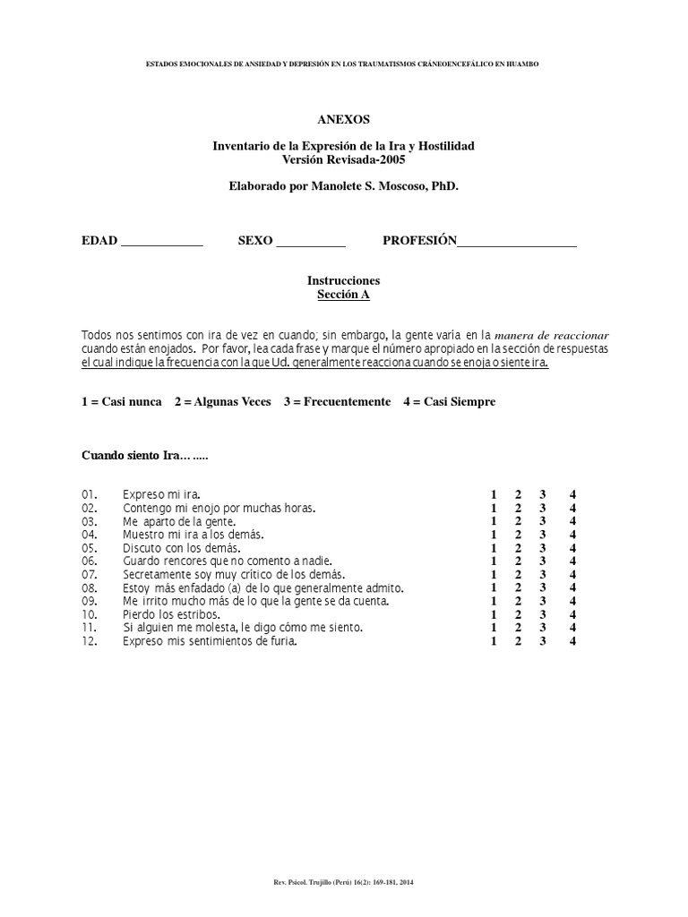 Test de La Ira-11-13 | PDF | Ira | Sicología