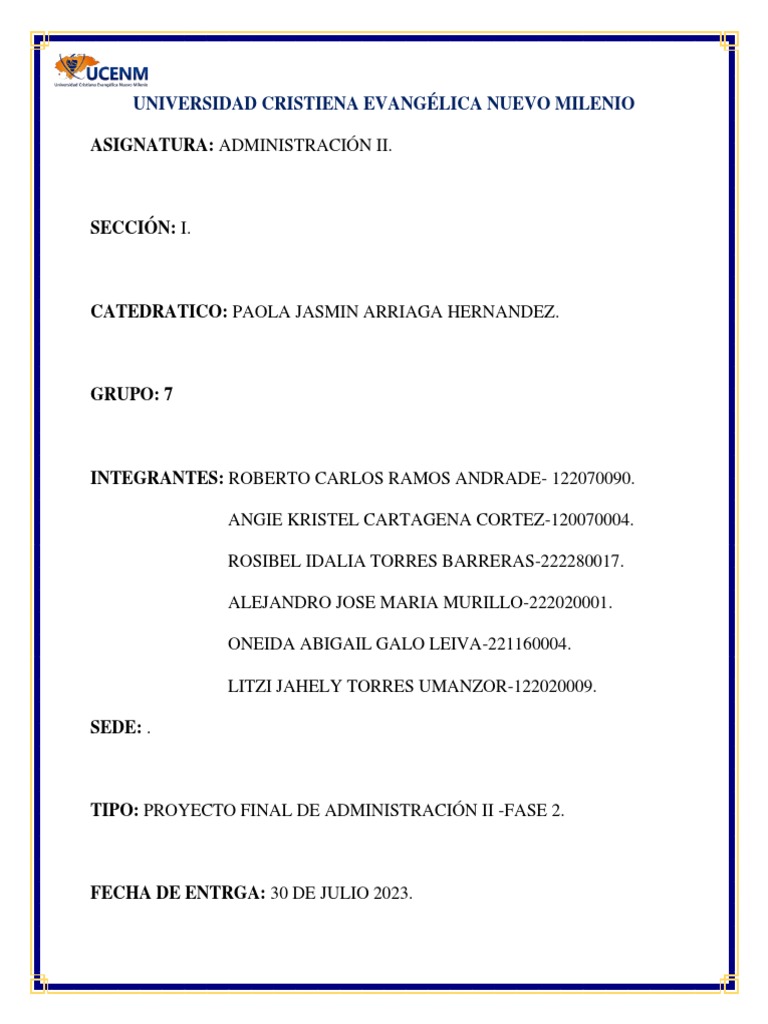 122070090-14-Administración II-Fase Proyecto de Asignatura-Ramos-Carlos | PDF | Business ...