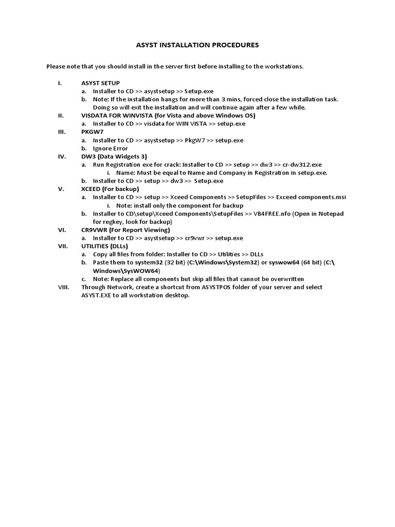 ASYST Software Installation Guide | PDF