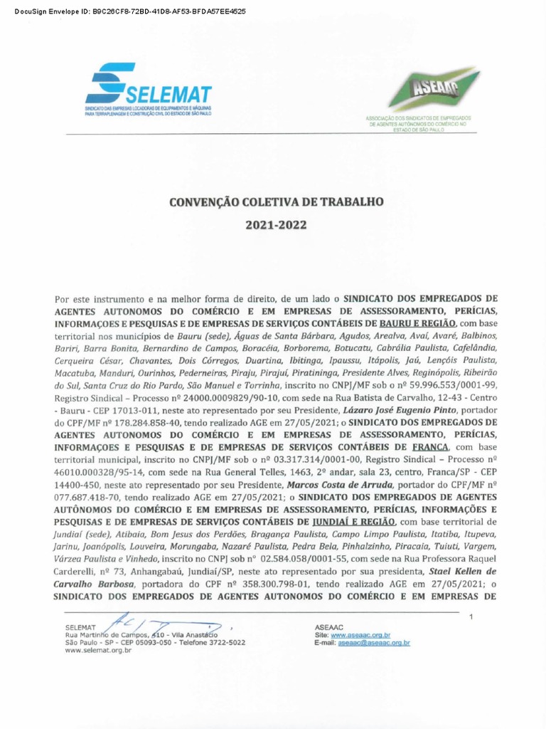 CCT Selemat - Aseaac - 2021-2022 (Assinada) | PDF