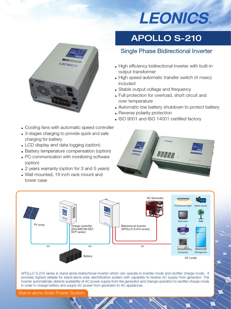 APOLLO S-210: Single Phase Bidirectional Inverter | PDF