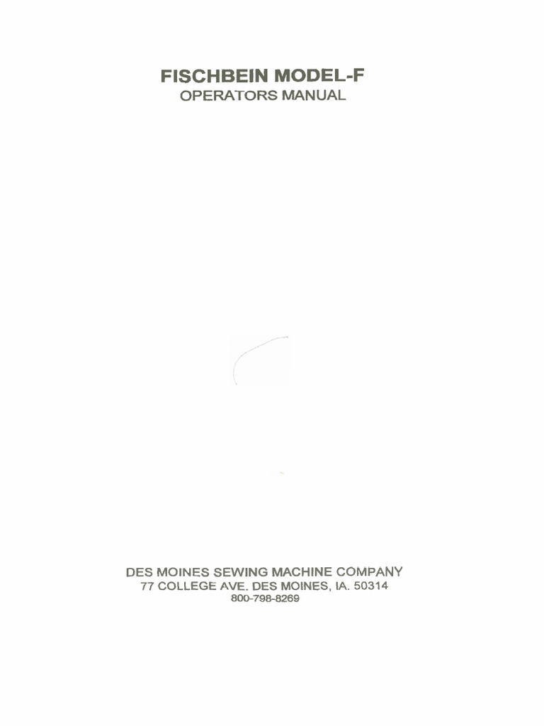 Fischbein Model F Operator's Manual | PDF