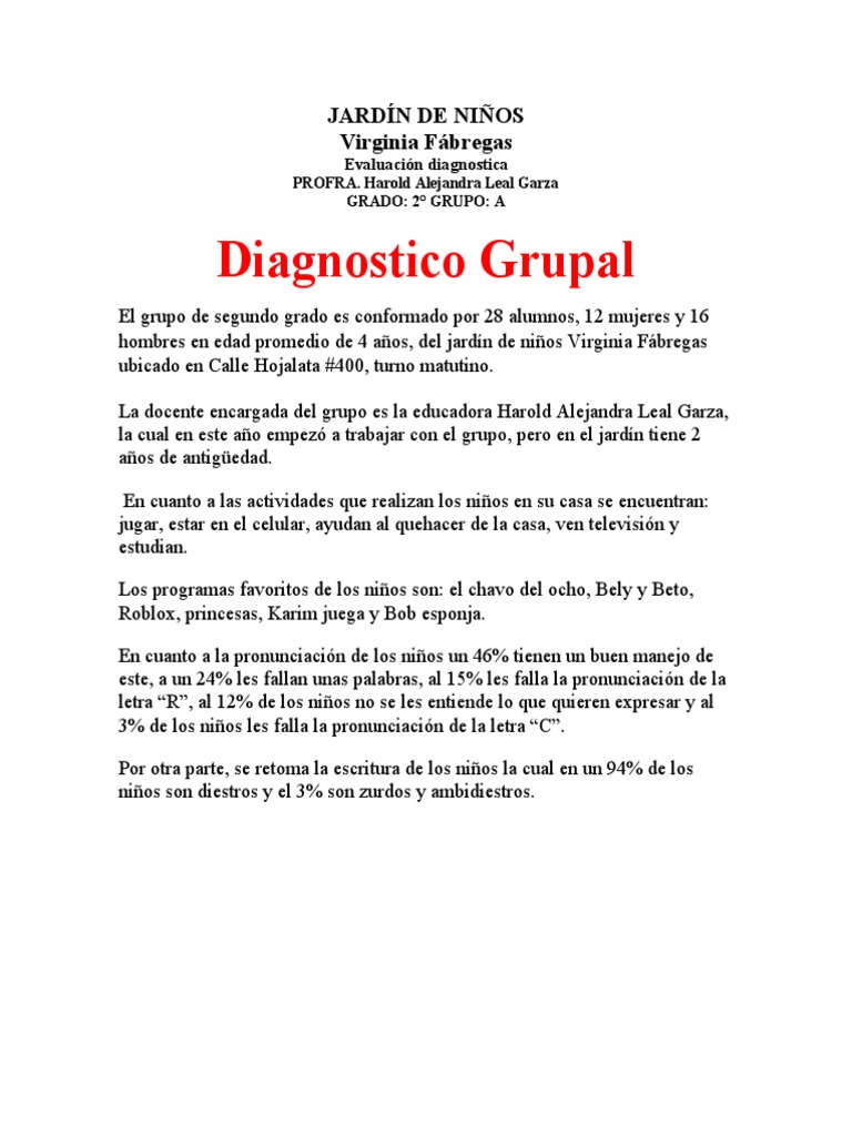 Diagnostico Grupal | PDF