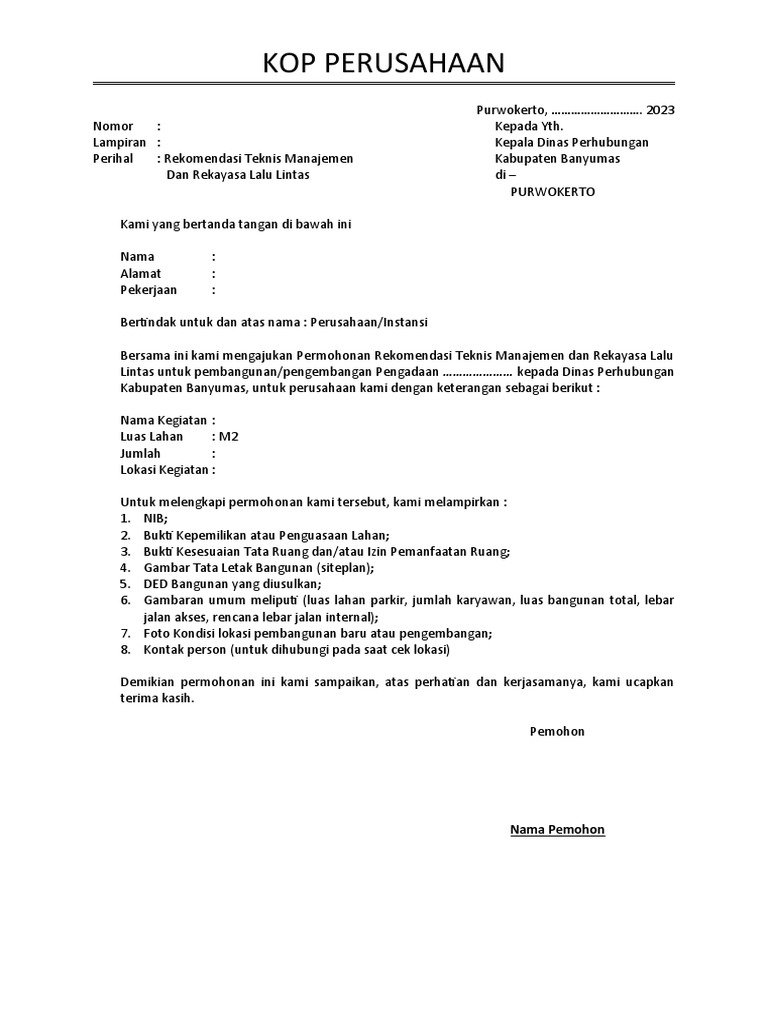 Contoh Permohonan MRLL | PDF | Bisnis
