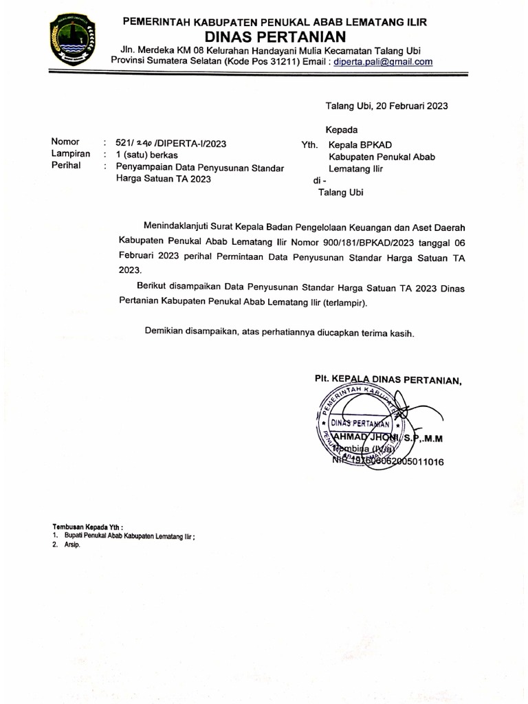 Daftar Harga SBU TA 2023 | PDF