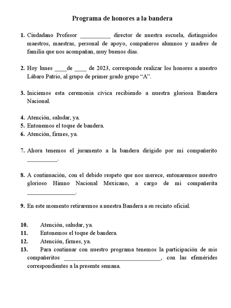 Programa de Honores A La Bandera | PDF
