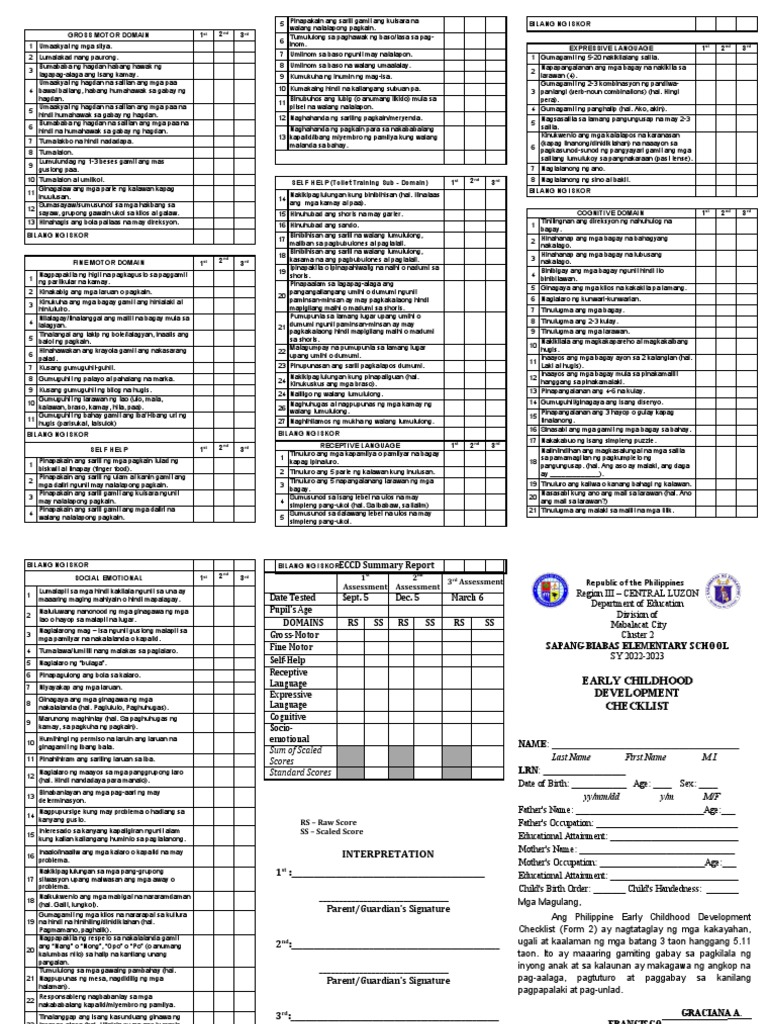 Early Childhood Development Checklist | PDF