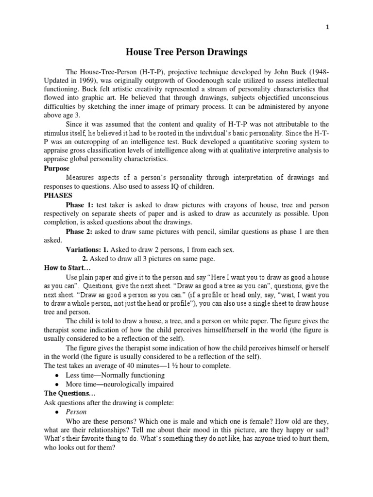 House Tree Person Brief Manual | PDF | Anxiety | Id