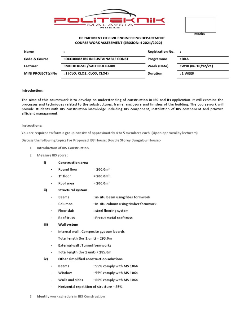 Mini Project Ibs | PDF | Real Estate | Building Technology