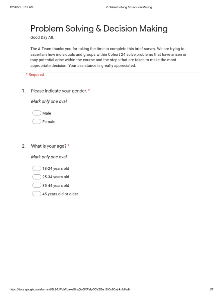 Problem Solving & Decision Making - Google Forms | PDF | Decision Making | Communication
