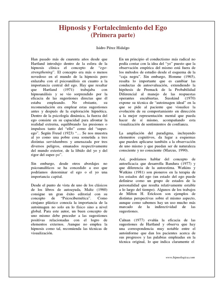 Hipnosis para Fortalecer el Ego | PDF | Hipnosis | Autoestima
