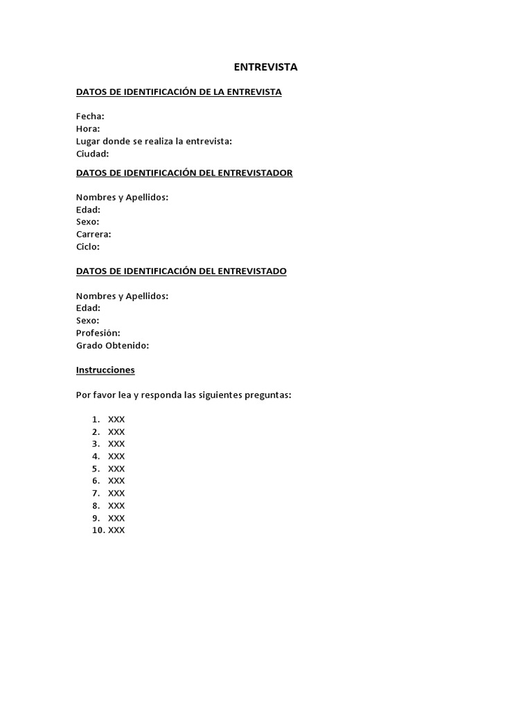 Vym - Formato de Entrevista | PDF