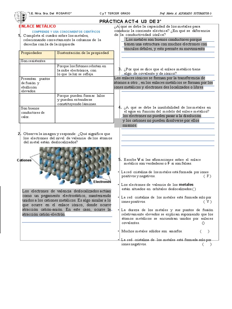 Pract de Act-4 U-3 | PDF | Enlace químico | Enlace covalente