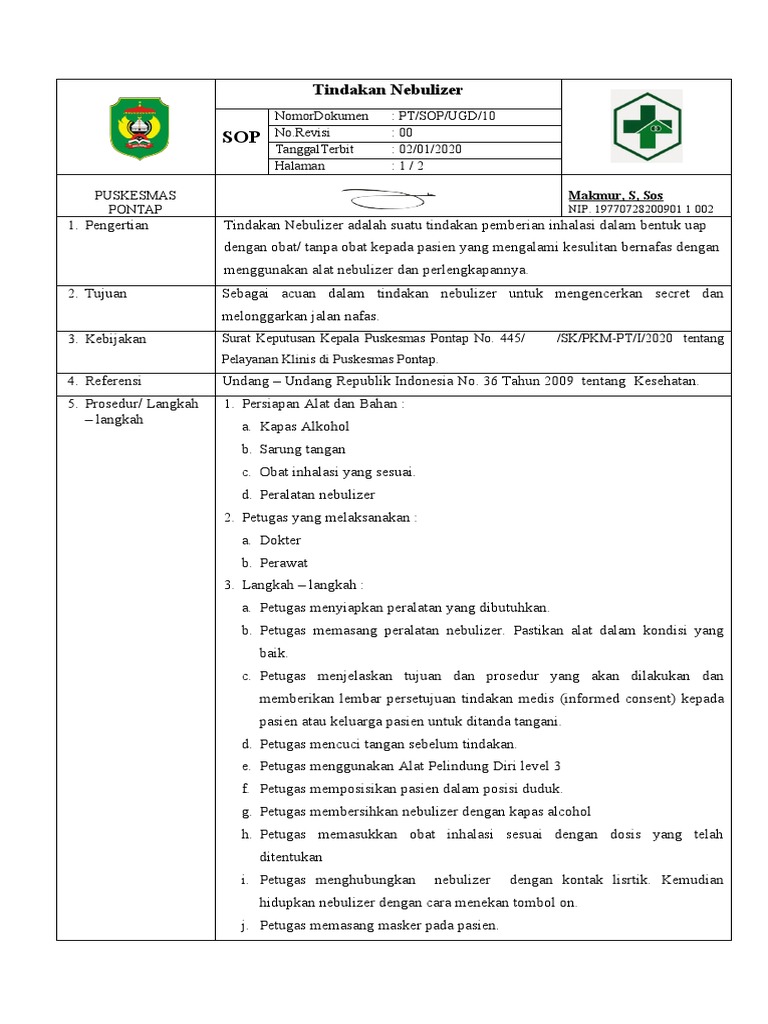 SOP Tindakan Nebulizer Dewasa | PDF