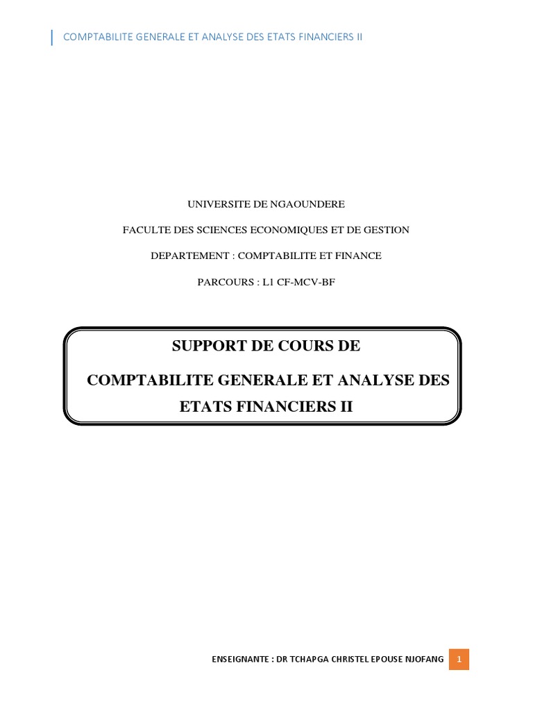 Comptabilité Générale : Cours et Analyse | PDF | Dépréciation | Comptabilité
