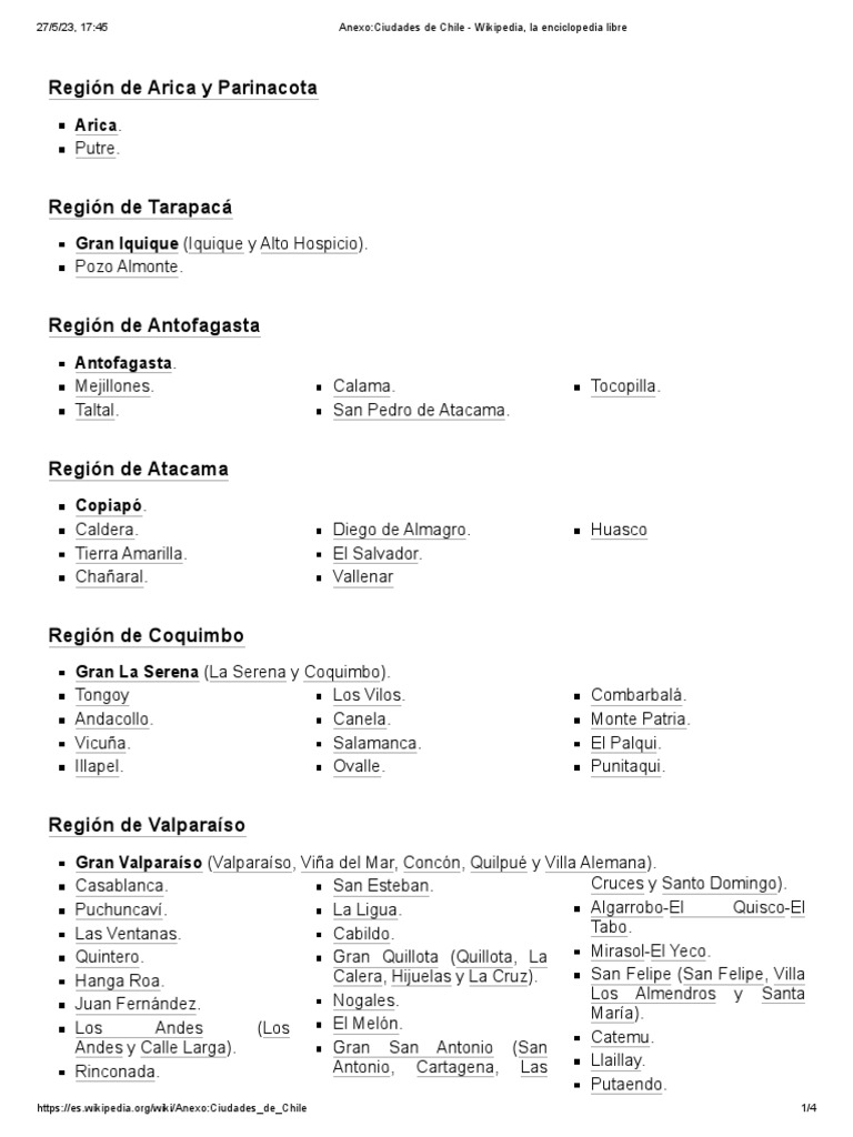 Regiones y Comunas Chile | PDF | Chile