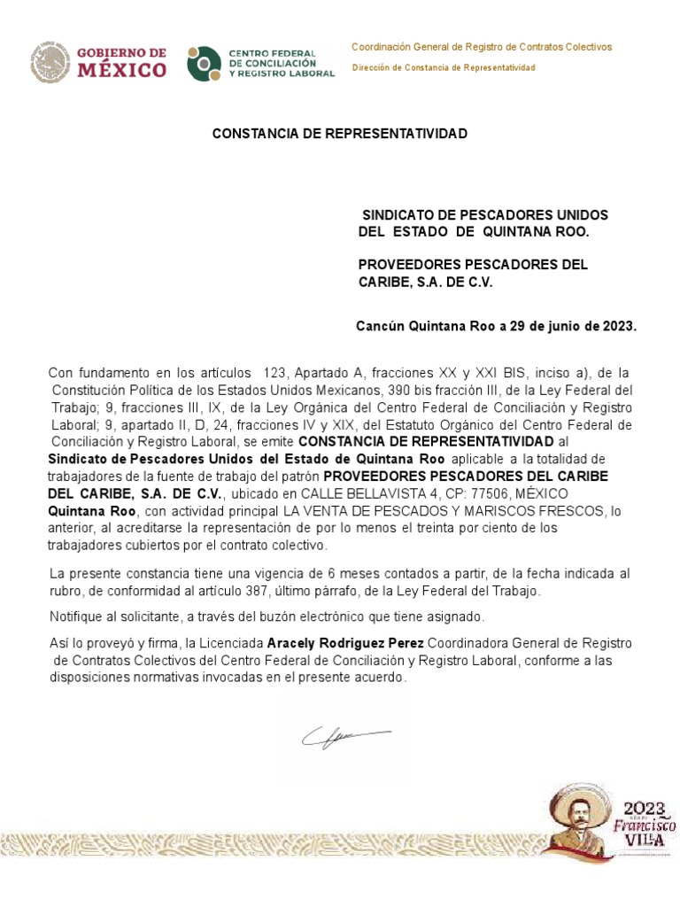 Constancia de Representatividad | PDF