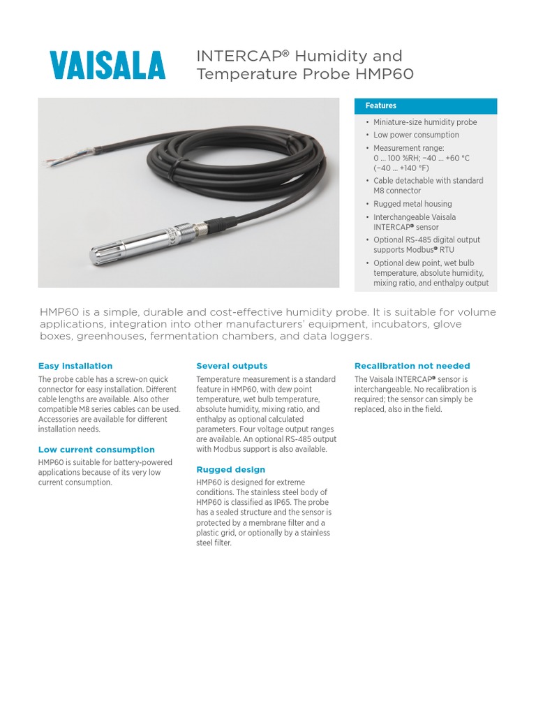HMP60 Datasheet B210851EN H | Download Free PDF | Humidity | Sensor