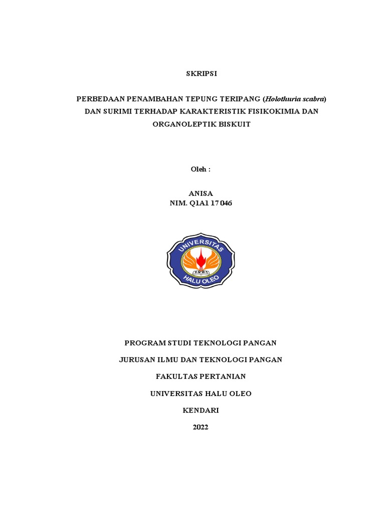 Skripsi PERBEDAAN PENAMBAHAN TEPUNG TERIPANG (Holothuria Scabra) | PDF ...