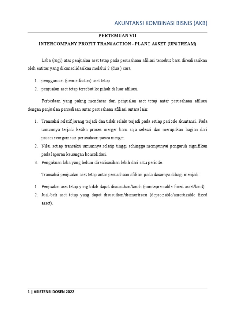 Modul Pertemuan 10 - Intercompany Profit Transaction - Plant Asset ...
