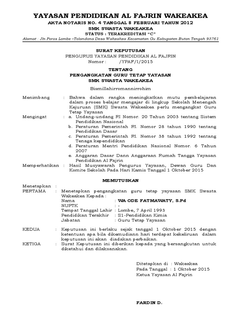 011-SK Yayasan SMK | PDF