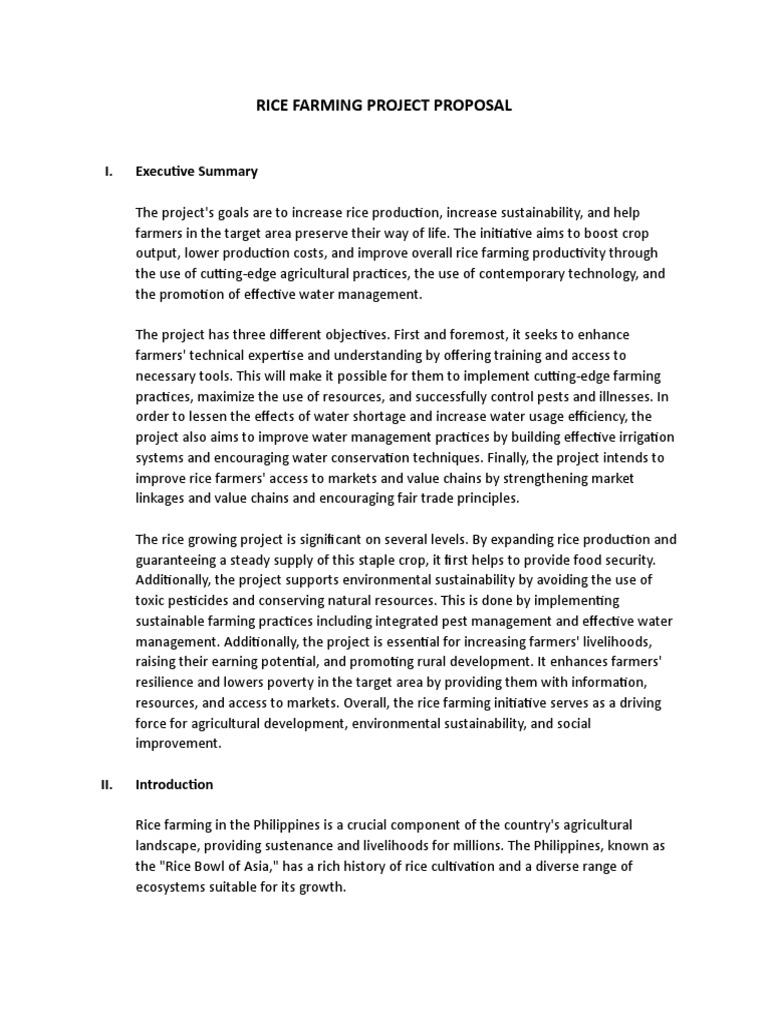 Rice Farming Project Proposal | PDF | Science & Mathematics
