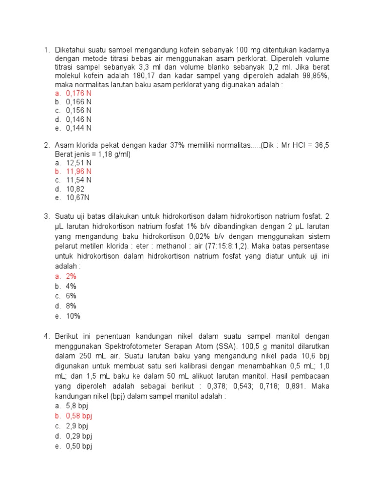 Soal Ujian Masuk APoteker (Kimia Farmasi) | PDF