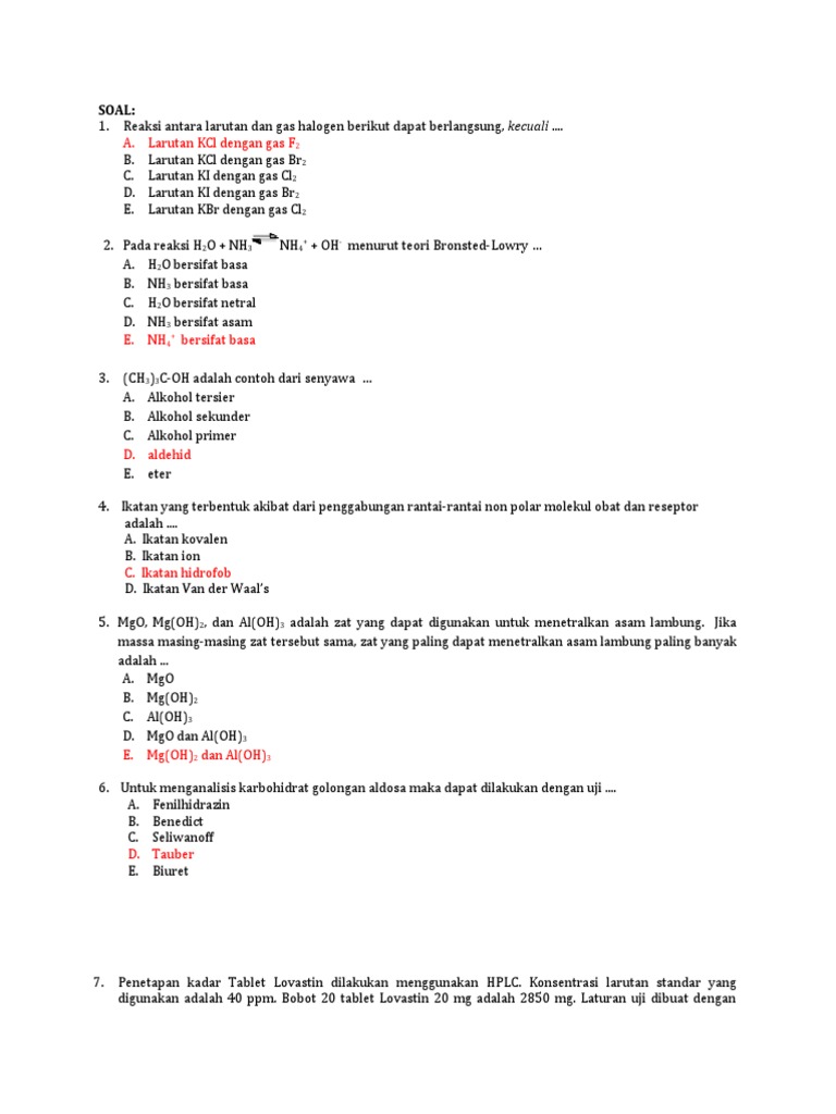 Soal Ujian Kemampuan Apoteker Juli 2014 - Risfah | PDF