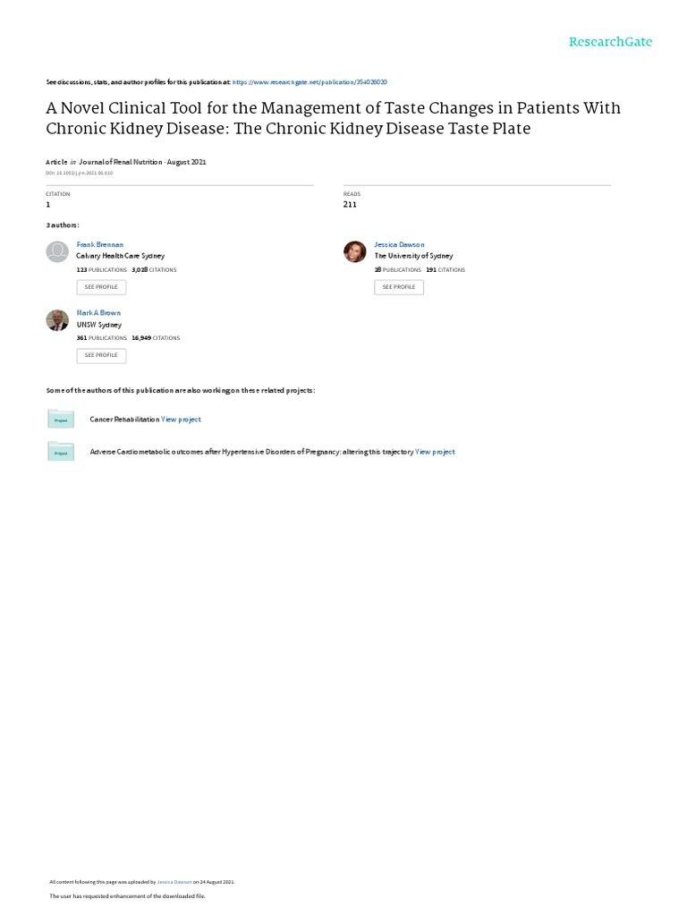 TastePlate JRN 2021 | PDF | Taste | Chronic Kidney Disease