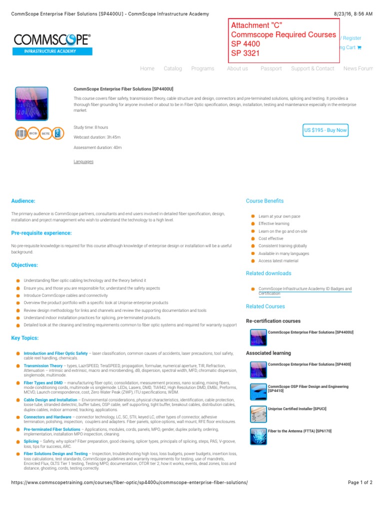CommScope Fiber Solutions Training Course | PDF | Optical Fiber ...