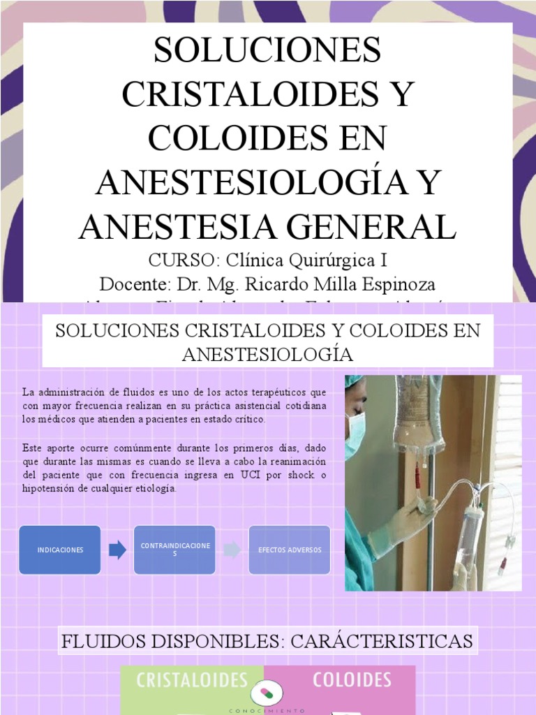 Soluciones Cristaloides y Coloides | PDF | Anestesia | Potasio Soluciones Cristaloides y Coloides | PDF | Anestesia | Potasio