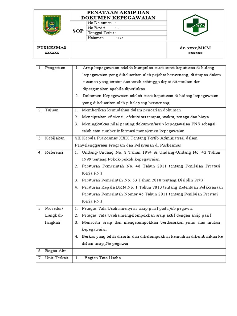 SOP Arsip & Dokumen Kepegawaian | PDF