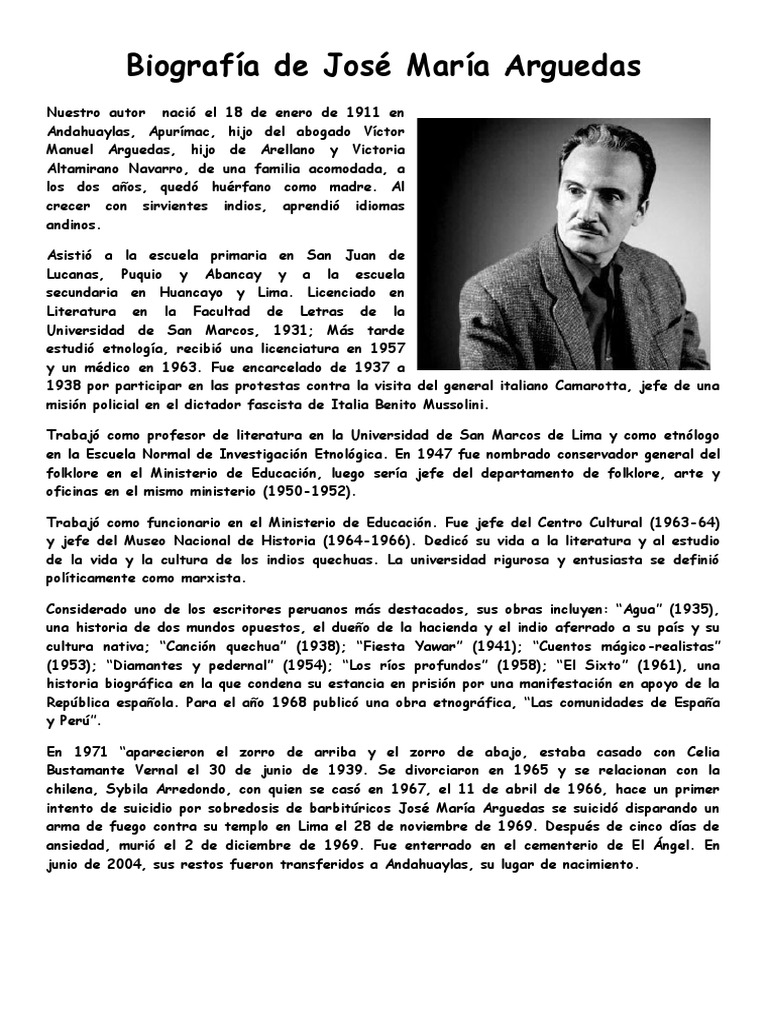 Biografía de José María Arguedas | PDF