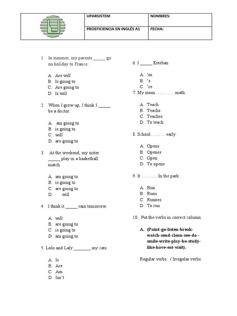 English A1 Practice Exercises | PDF | Chocolate