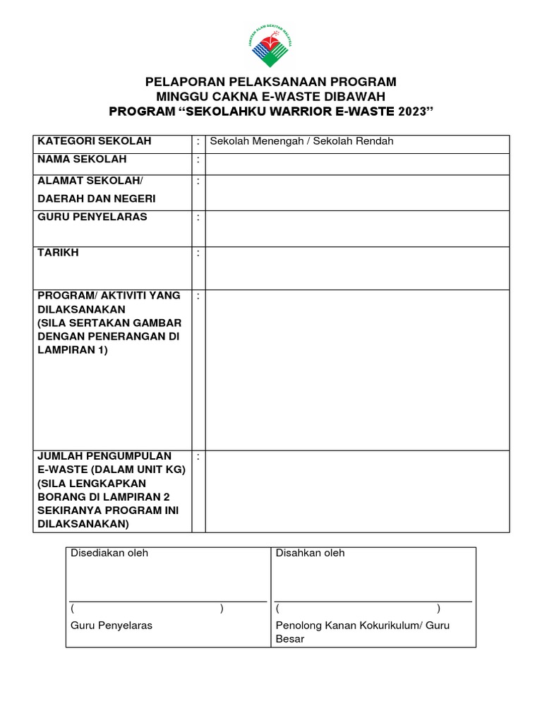 Format Pelaporan Minggu Cakna E-Waste | PDF