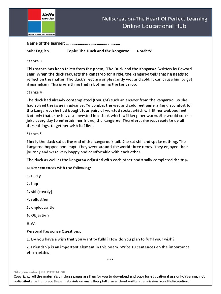 The Duck and The Kangaroo Explanation | PDF