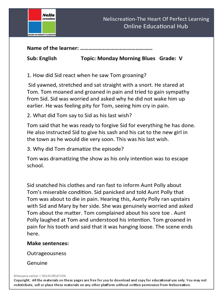 Monday Morning Blues explanation | PDF