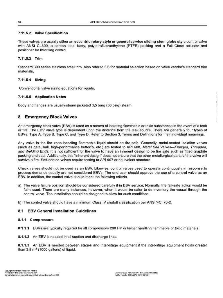 Api 553 Section 8 | PDF