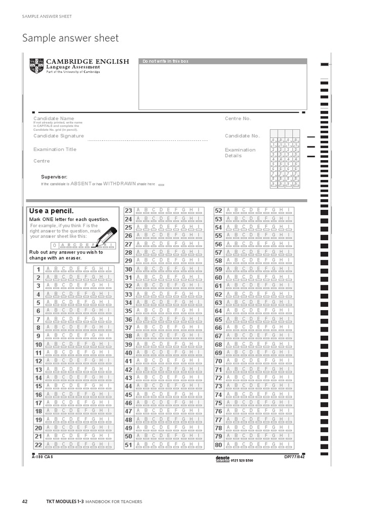 TKT Sample Answer Sheet | PDF