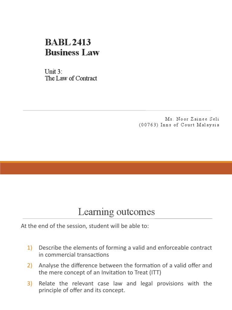 Chapter 3 Law of Contract | PDF | Offer And Acceptance | Common Law