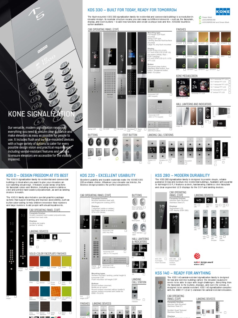 KONE Signalization Factsheet SOC tcm146-98198 | PDF | Liquid Crystal Display | Elevator