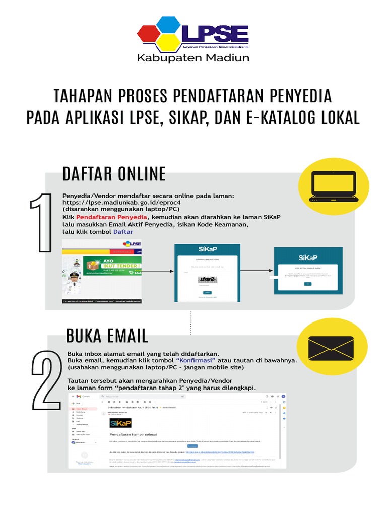 Tata Cara Pendaftaran Penyedia Ke LPSE, SIKaP, Dan E-Katalog Elektronik (4.5) | PDF