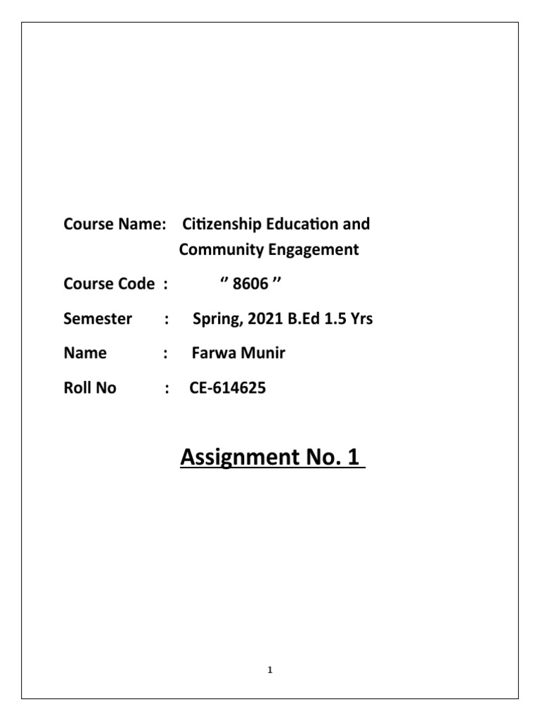 8606 Assignment Answer | PDF | Teachers | Socialization