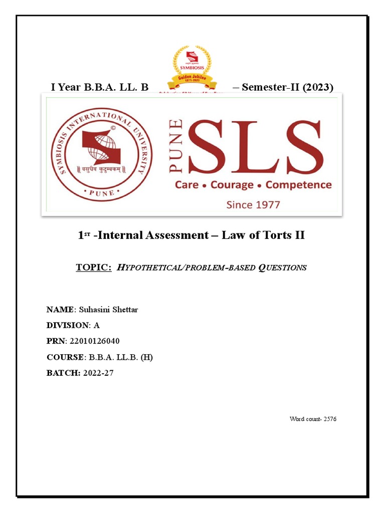 Torts Sem 2 Assignment 1 Final | PDF | Assault | Informed Consent
