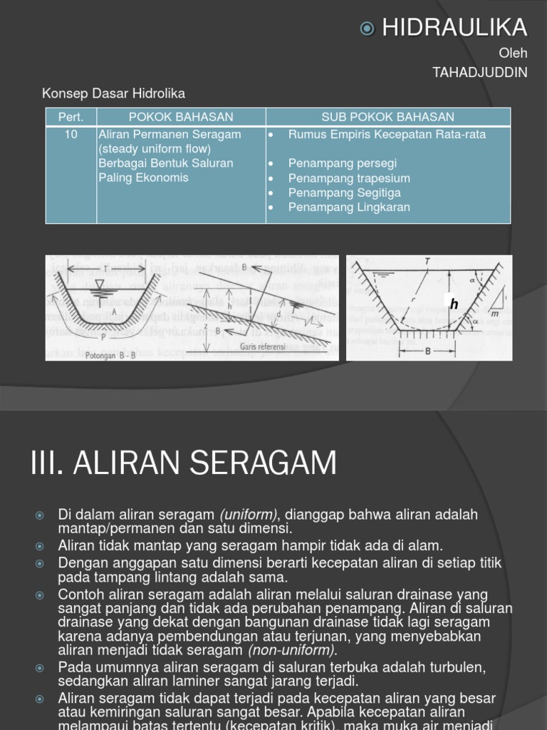 Aliran Seragam dan Rumus Hidrolika | PDF | Sains & Matematika