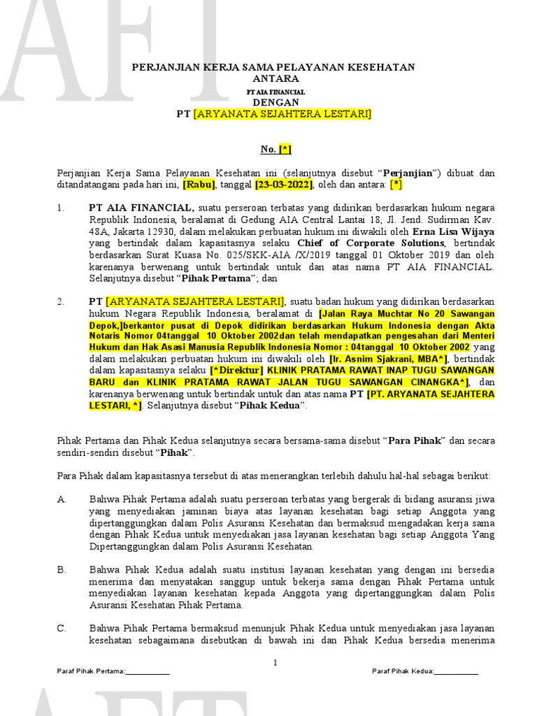 Draft PKS RS Template AIA | PDF